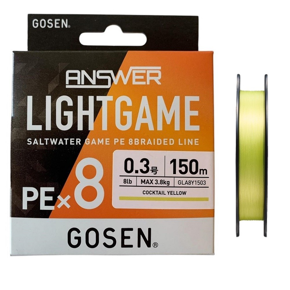 Misinalar - Gosen - Gosen Answer Light Game PE 8 Örgü 0.3PE 150mt Cocktail Yellow LRF İp Misina